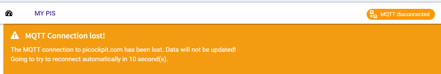 PiCockpit MQTT currently offline (31.10.2022) | PiCockpit